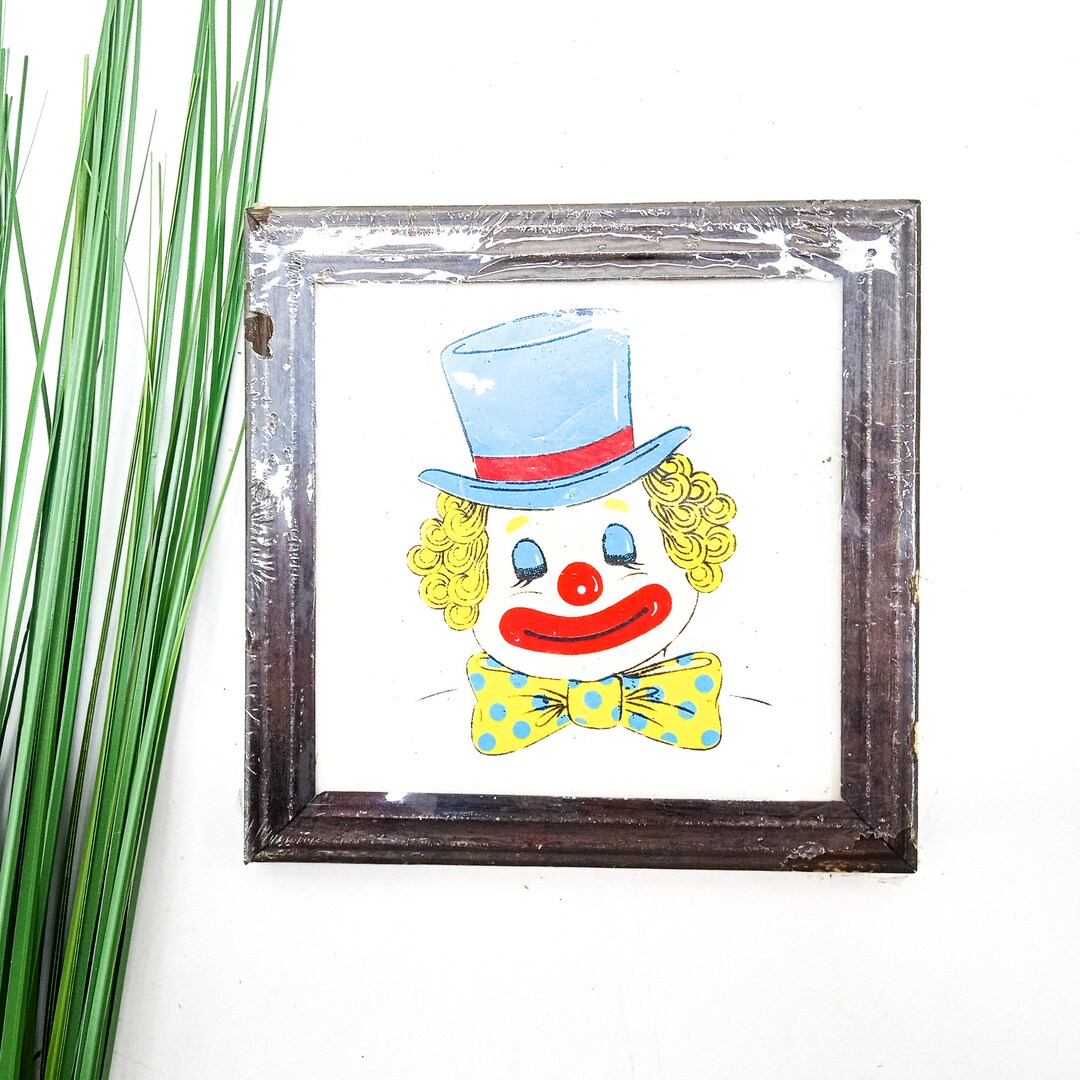 Vintage Clown Face Framed Tile Picture - Etsy