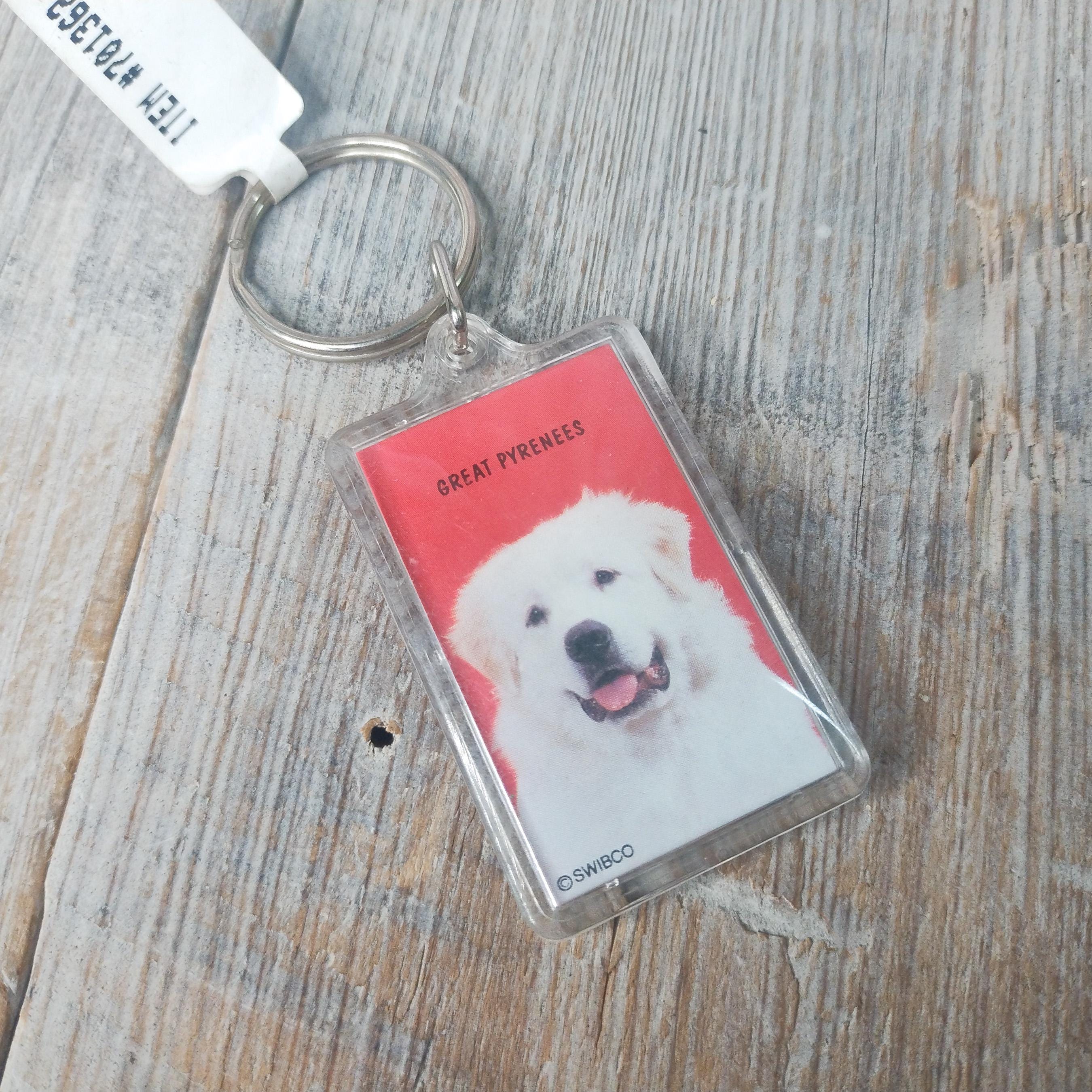 Vintage Pyrenees Keychain, Swibco Acrylic Dog Key Fob, 1980s Accessory ...
