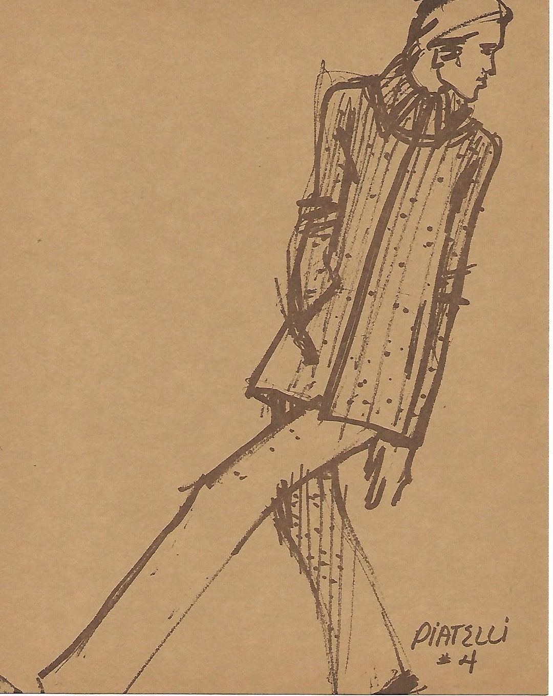 1970's Drawing Vintage Piatelli Fashion Sketch Man 7.5x6 - Etsy