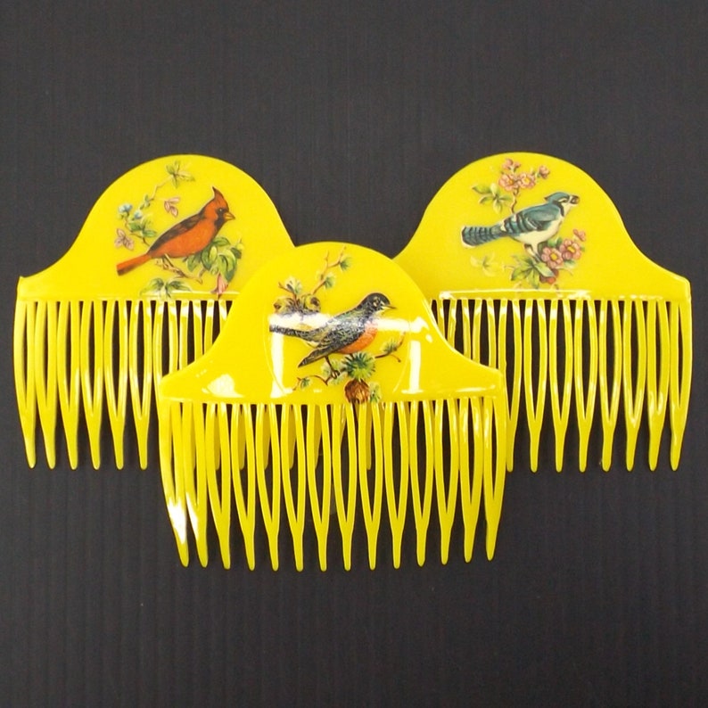 Vintage NOS 80s Side Hair Comb Birds Solid Pastel Colors | Etsy