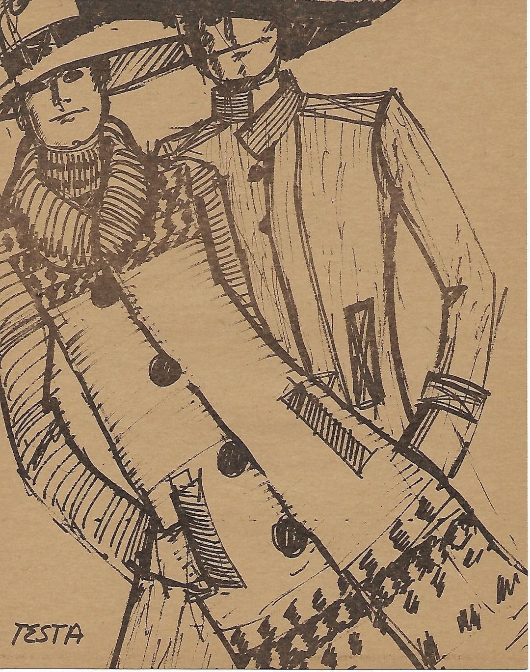 1970's Drawing Vintage Testa Fashion Sketch Man7.5x6 - Etsy