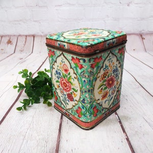 Vintage Decorative Tin Box Floral Design, Retro Storage Container - Etsy