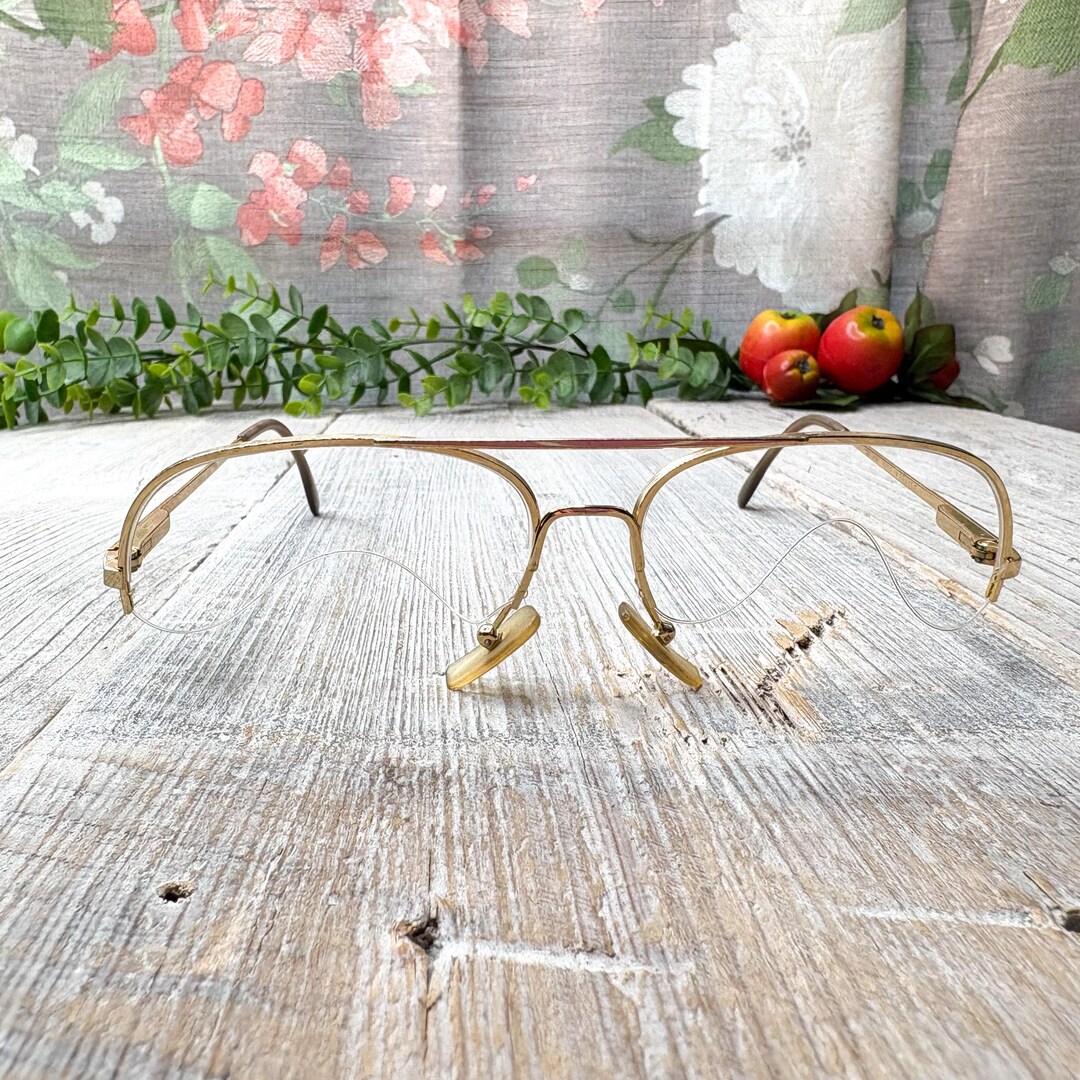 Vintage Semi-rimless Aviator Eyeglass Frames: Gold Metal 90s Fashion - Etsy