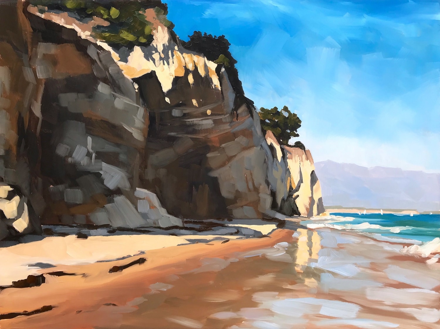 Leadbetter Beach Cliffs Canvas Art Print - Santa Barbara Oil Painting ...