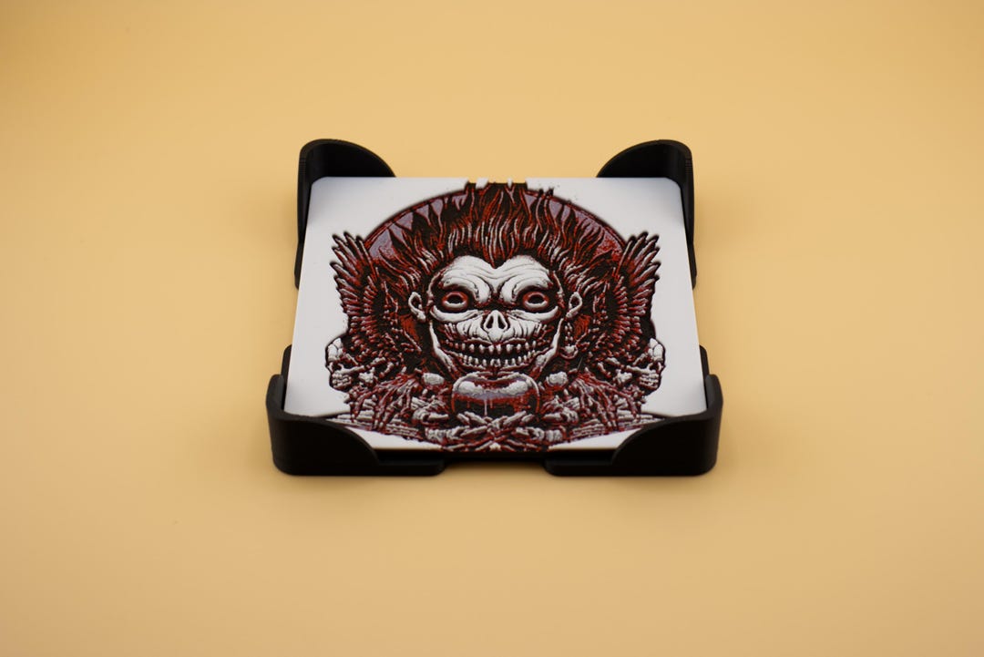 Ryuk Death Note Coasters - 3D Printed Hueforge Textured 4-pack (4x4 ...