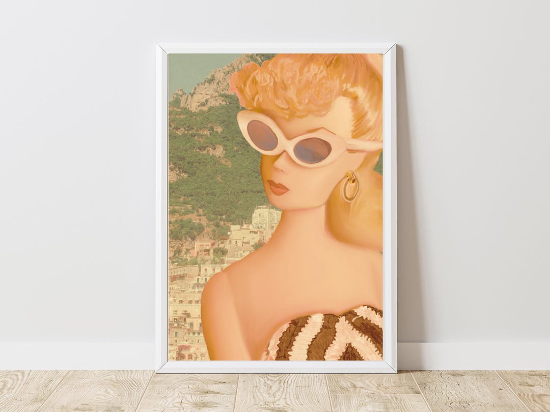 Barbie Riviera Fashion Print – Hand-drawn Retro Coastal Wall Art ...