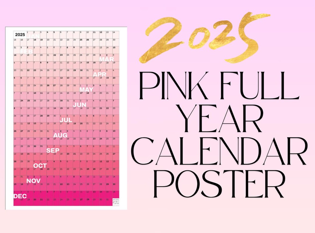 2025 Pink Full-year Calendar Poster, Poster Calendar, Year Planner ...