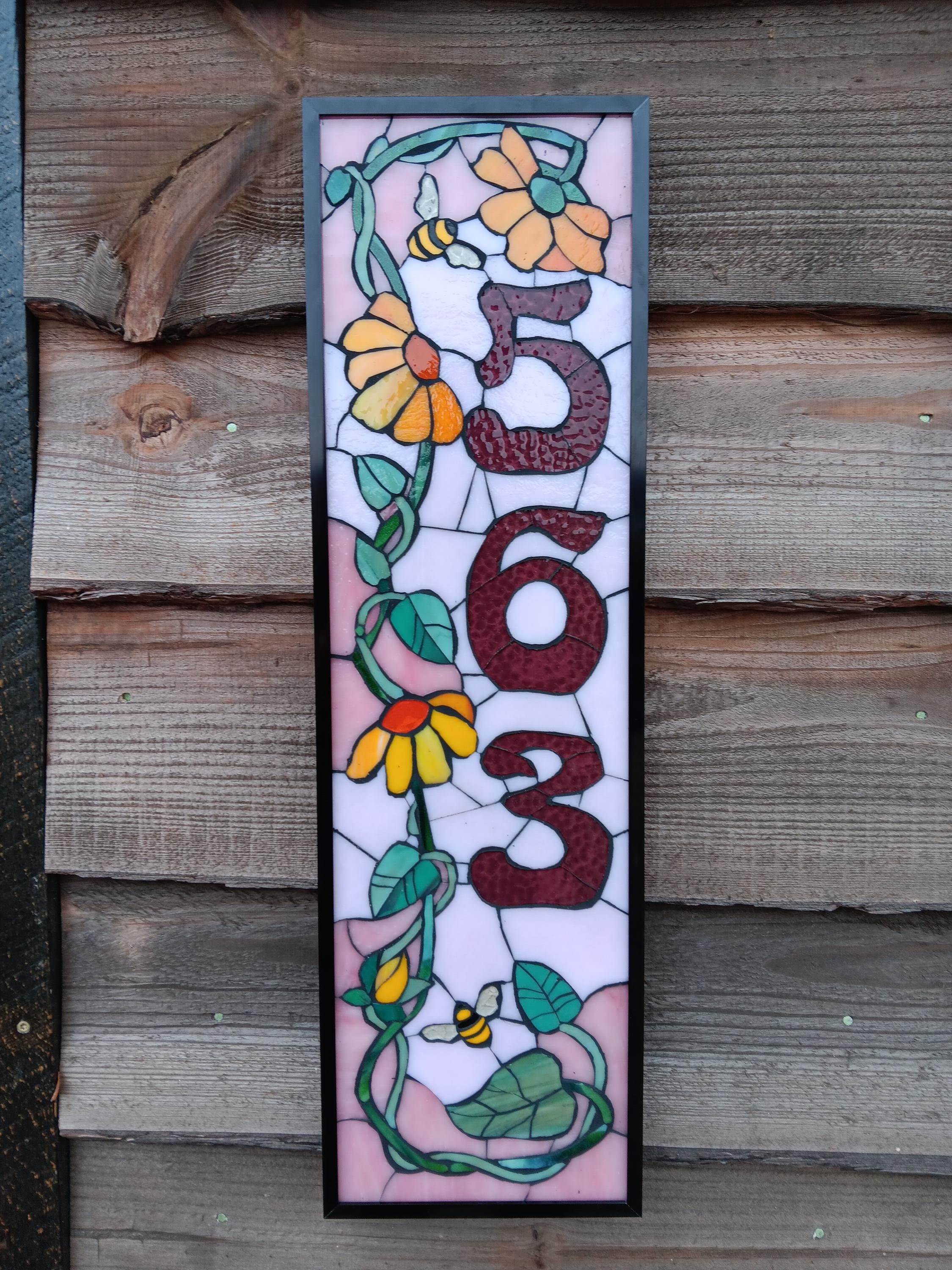 Custom House Number in Stained Glass Mosaic With Decorative Element - Etsy