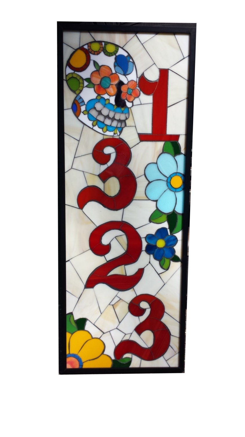 Custom House Number in Stained Glass Mosaic With Decorative Element - Etsy
