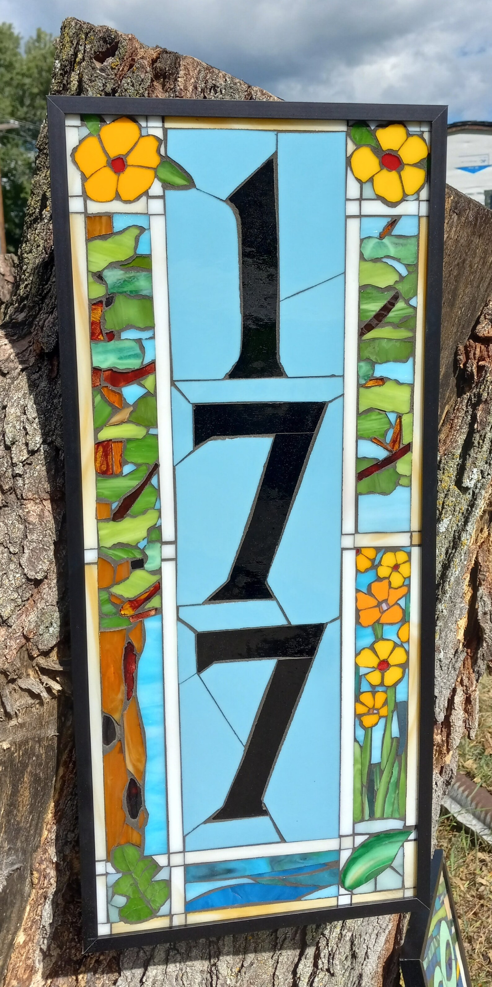Custom House Number in Stained Glass Mosaic With Decorative Element - Etsy