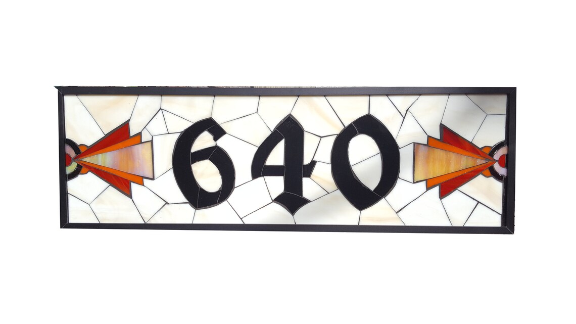 Custom House Numbers Stained Glass Mosaic Art Deco | Etsy