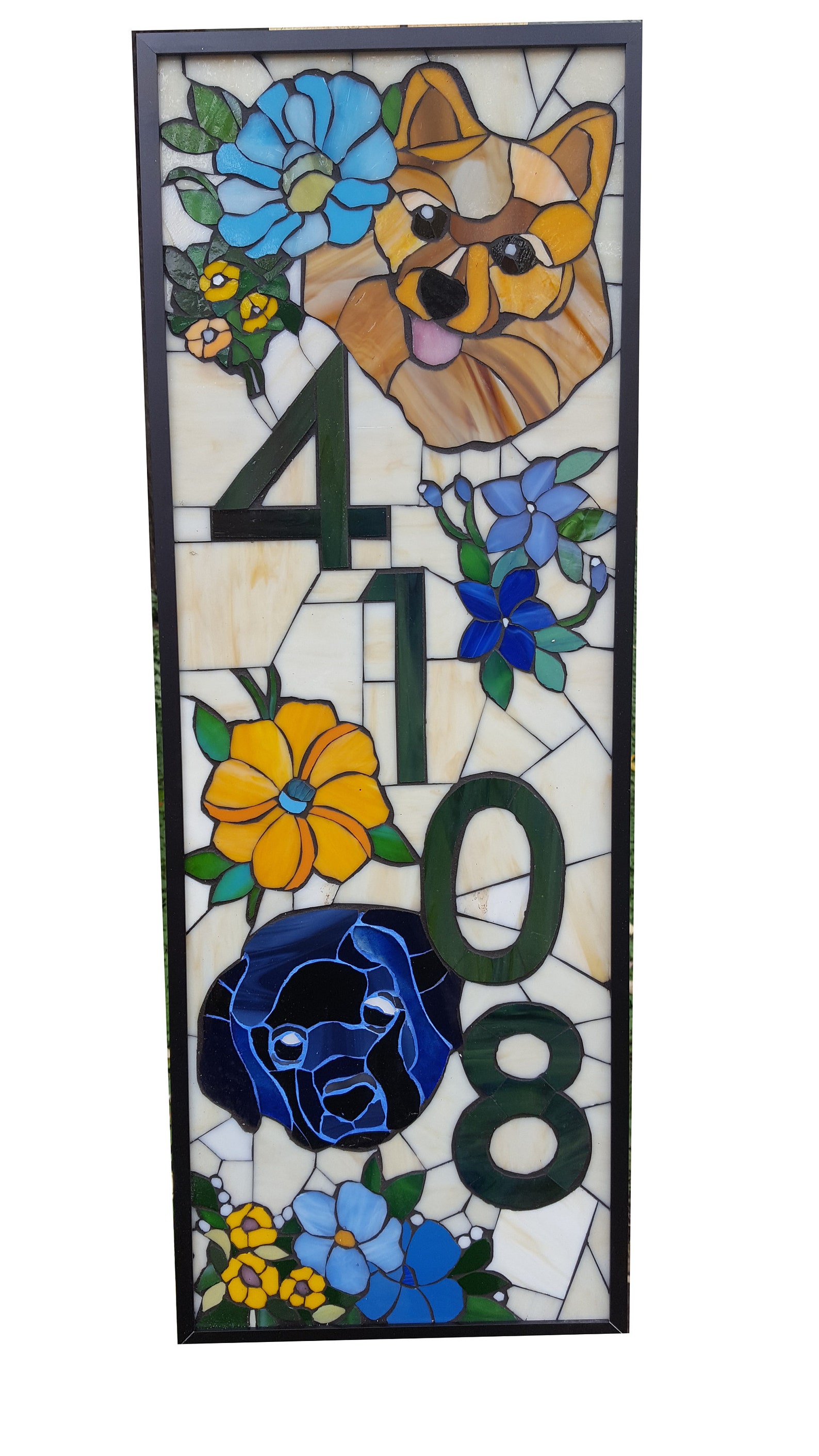 Custom House Number in Stained Glass Mosaic With Decorative Element - Etsy