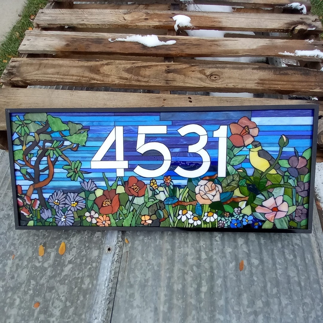 Custom House Numbers Stained Glass Mosaic - Etsy
