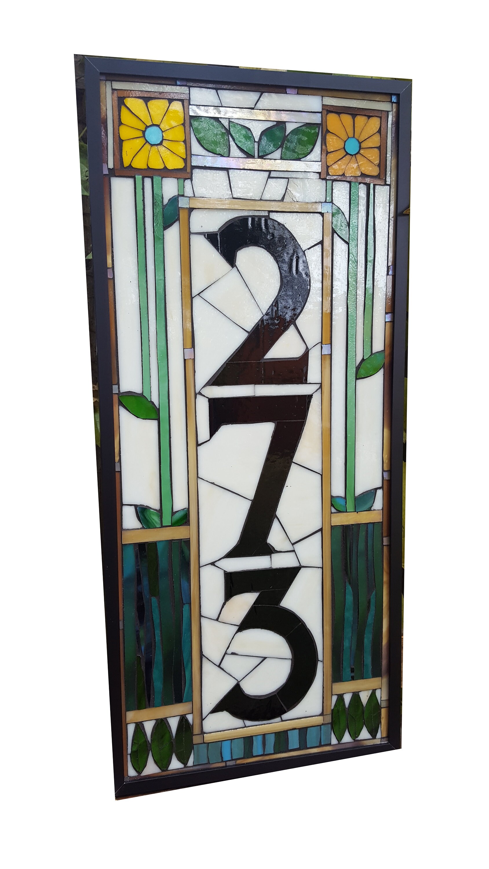 Custom House Number in Stained Glass Mosaic With Decorative Element - Etsy