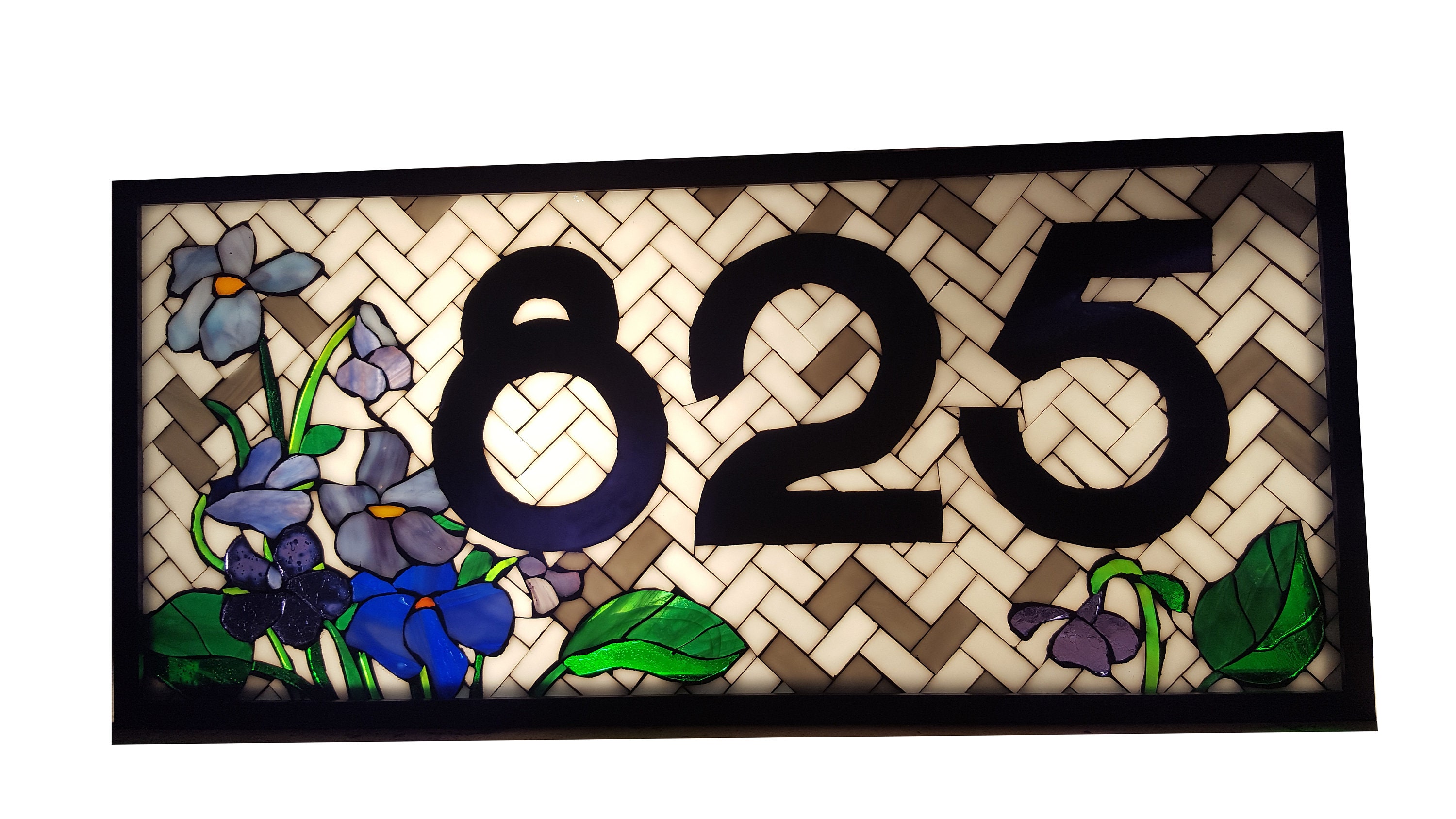 Custom House Numbers Stained Glass on Glass Mosaic - Etsy