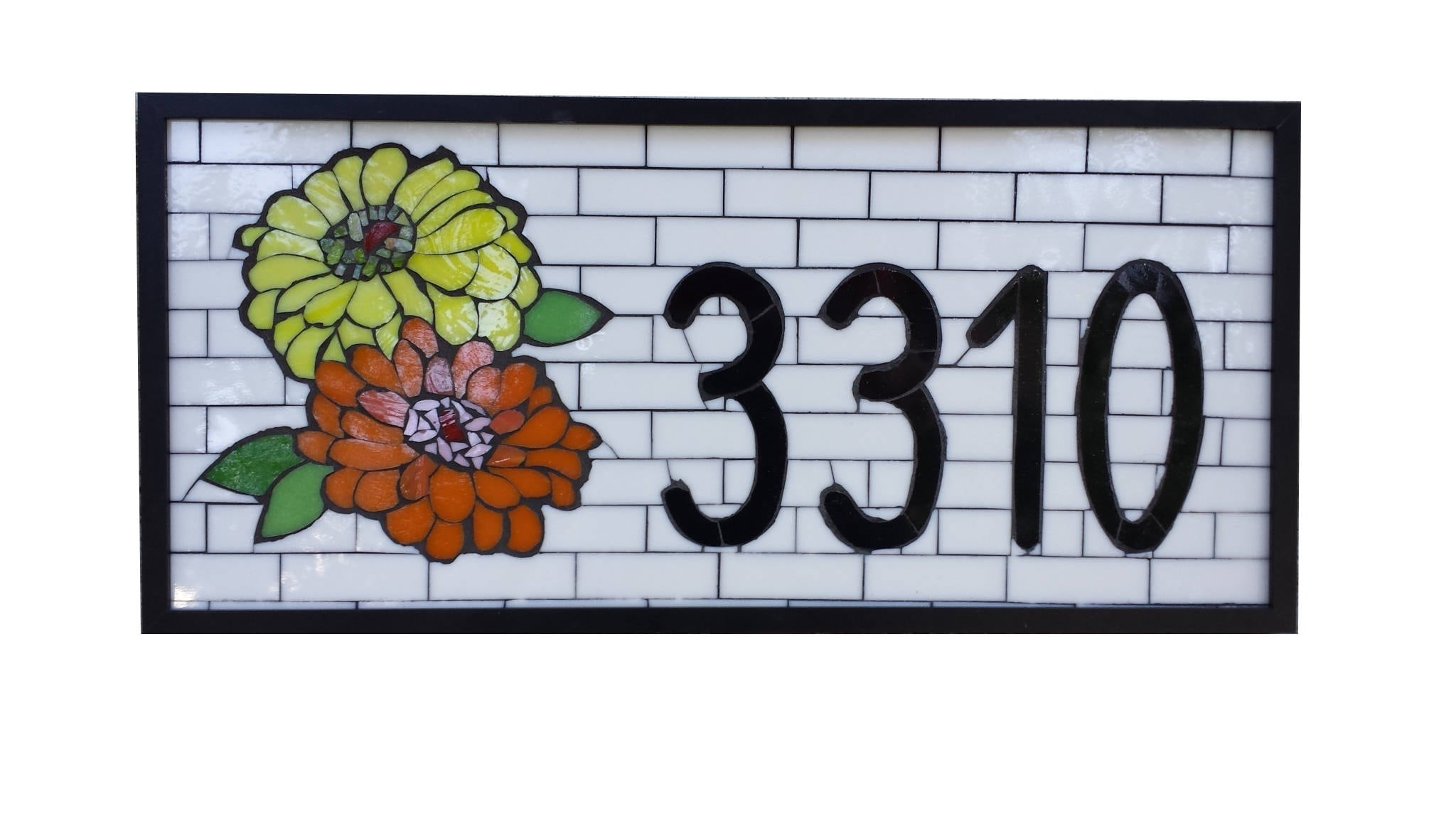 Custom House Number in Stained Glass Mosaic With Decorative Element - Etsy