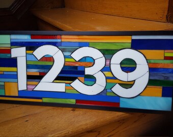 Custom House Numbers Stained Glass on Glass Mosaic | Etsy