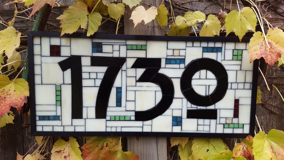 Custom House Numbers Stained Glass Mosaic - Etsy