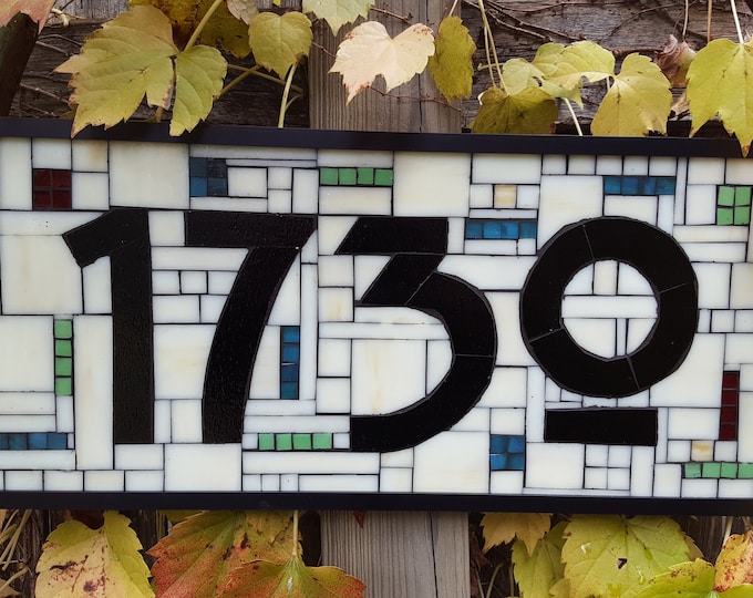 Custom House Numbers Stained Glass Mosaic - Etsy