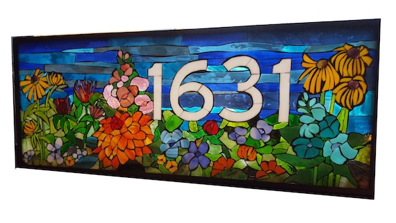 Custom House Numbers Stained Glass Mosaic | Etsy