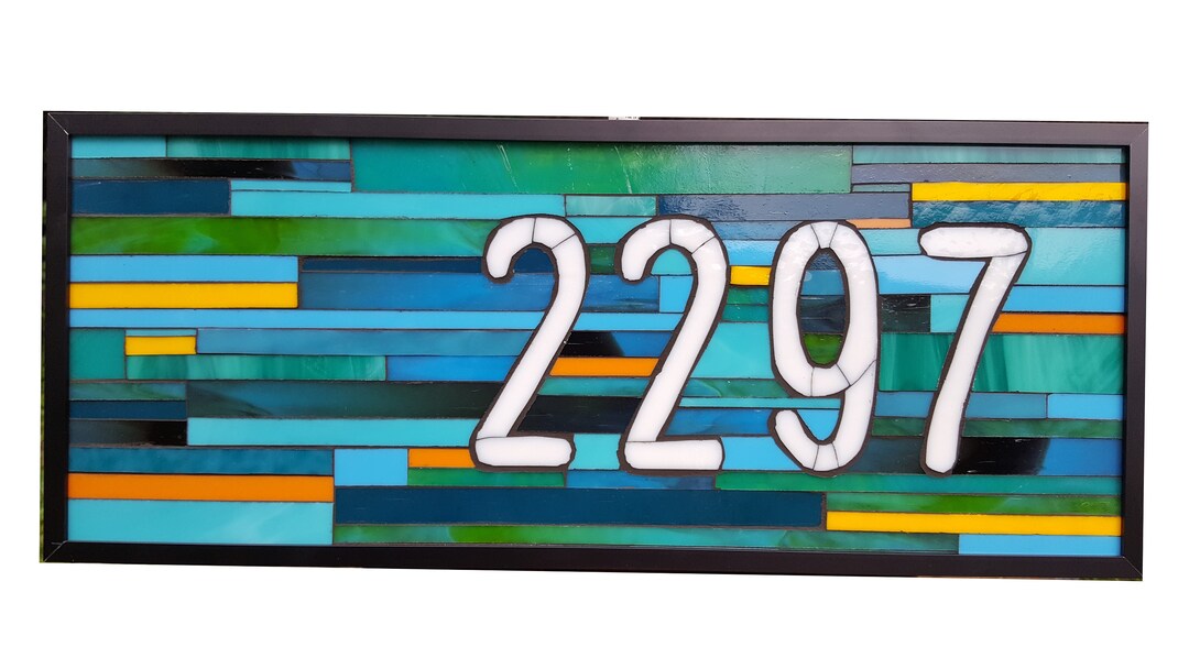 Custom House Numbers Stained Glass Mosaic - Etsy
