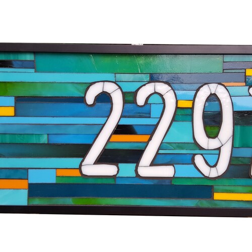 Custom House Number in Stained Glass Mosaic With Decorative | Etsy