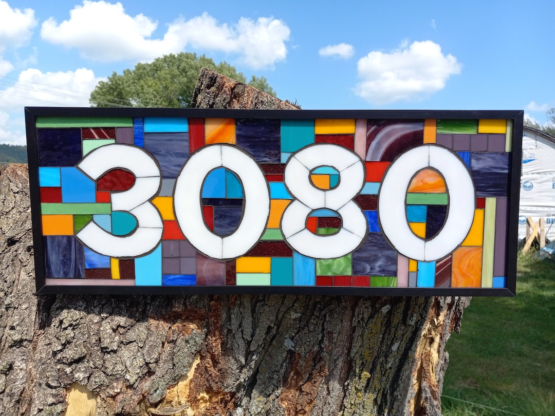 Custom House Numbers Stained Glass Mosaic - Etsy