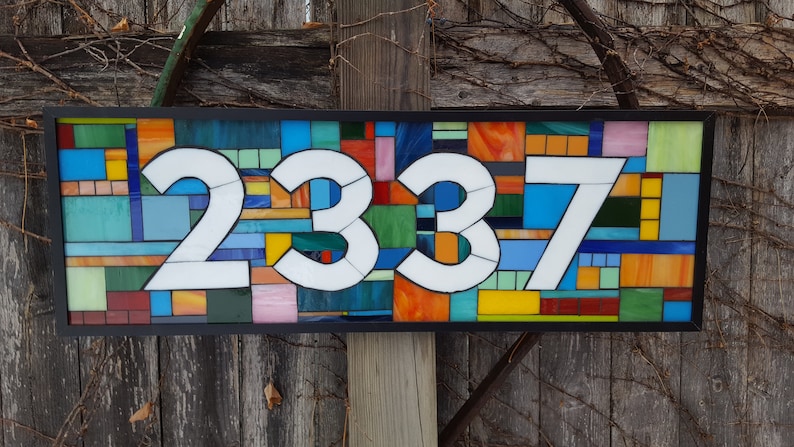 Custom House Numbers Stained Glass Mosaic - Etsy