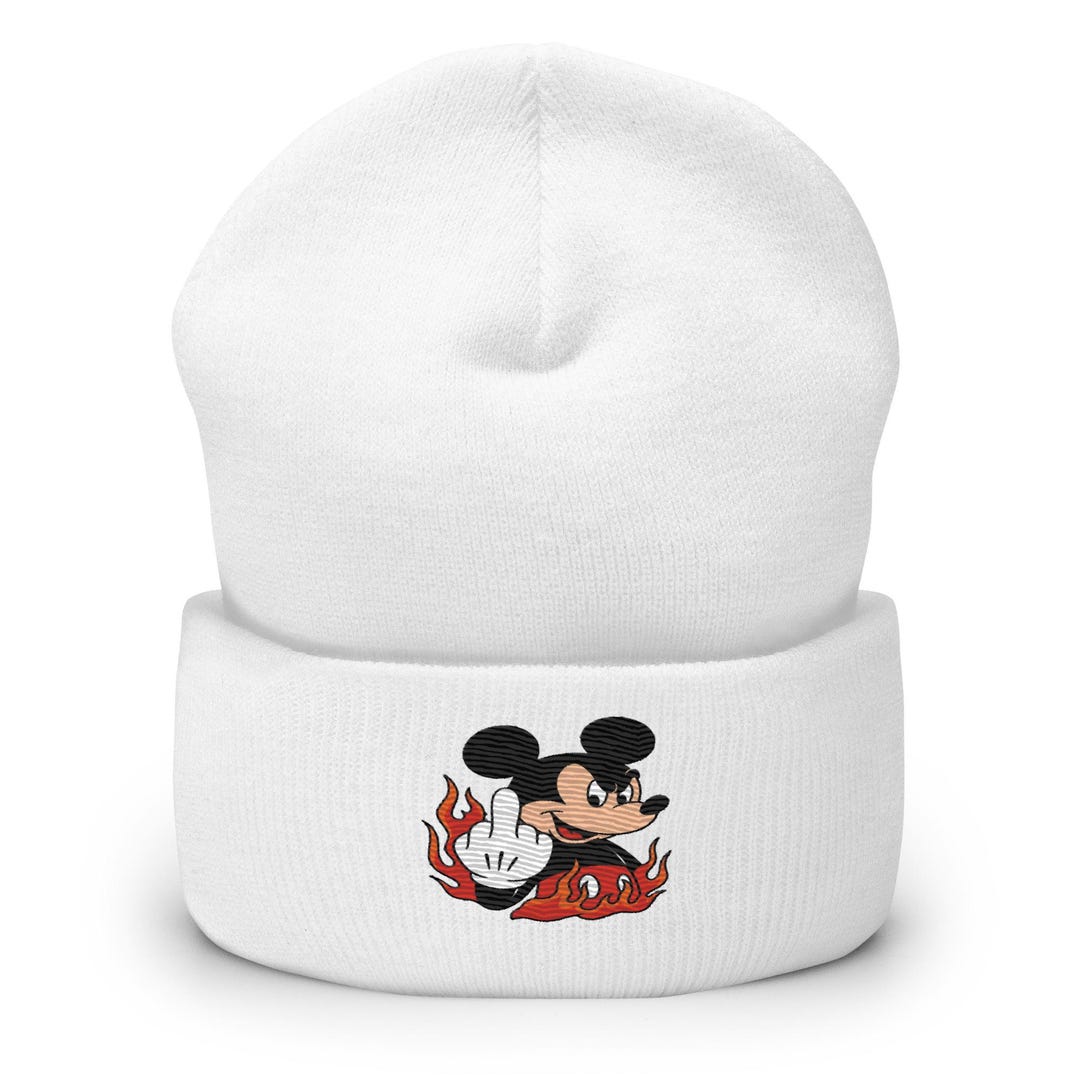 Mickey Mouse Middle Finger, Cuffed Beanie, Disney Beanie - Etsy