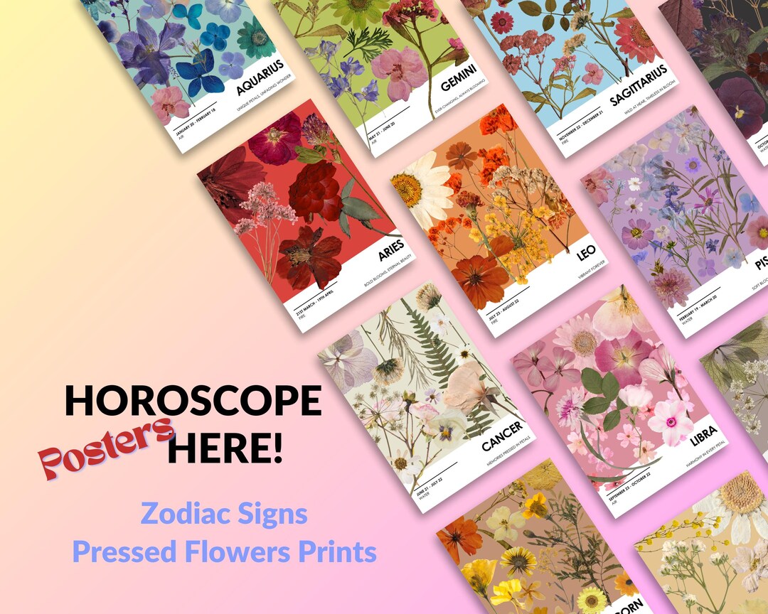 Zodiac Flower Art – Pressed Flower Illustrations / Metaphorical Quotes ...