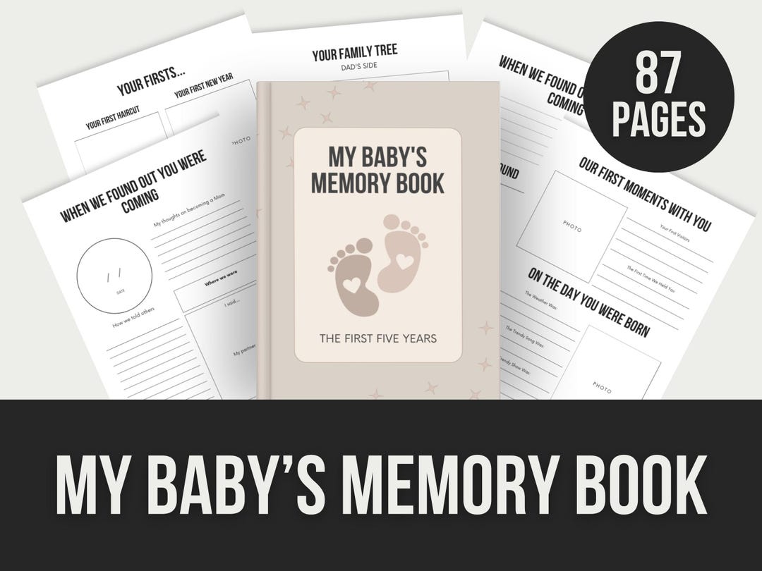 Baby Memory Book | Printable Baby Journal | First Five Years Keepsake ...