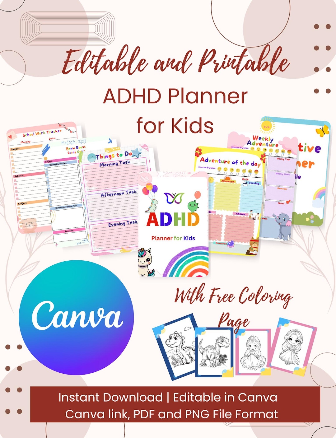 ADHD Planner for Kids |printable Daily & Weekly Planner,kids ADHD Daily ...