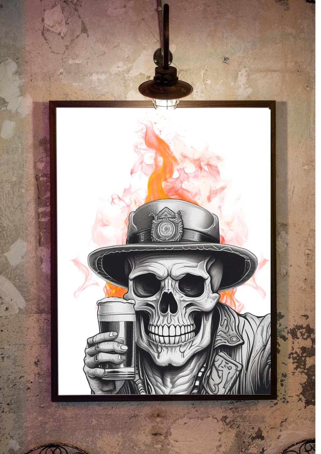 Skull & Fire Wall Decor - Etsy