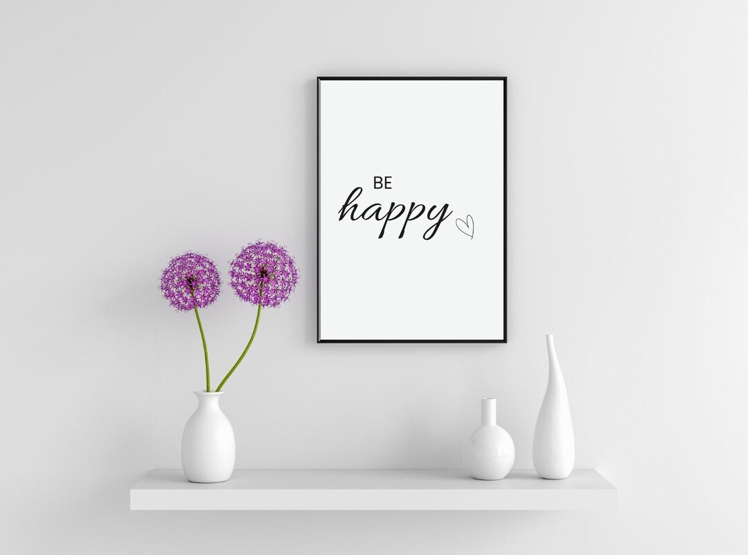 Be Happy Poster, Motivational Art, Classroom Posters Quotes ...