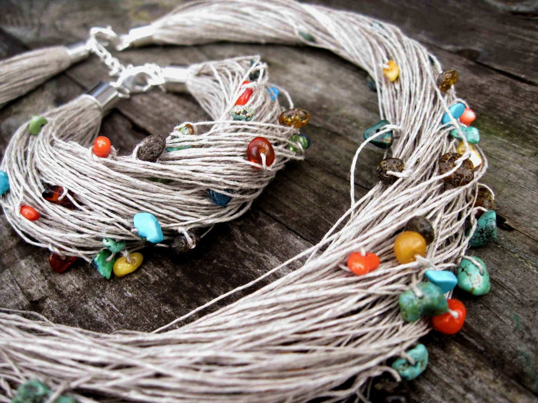 Rainbow Multicolor Necklace and Bracelet Set Eco Style Jewelry ...