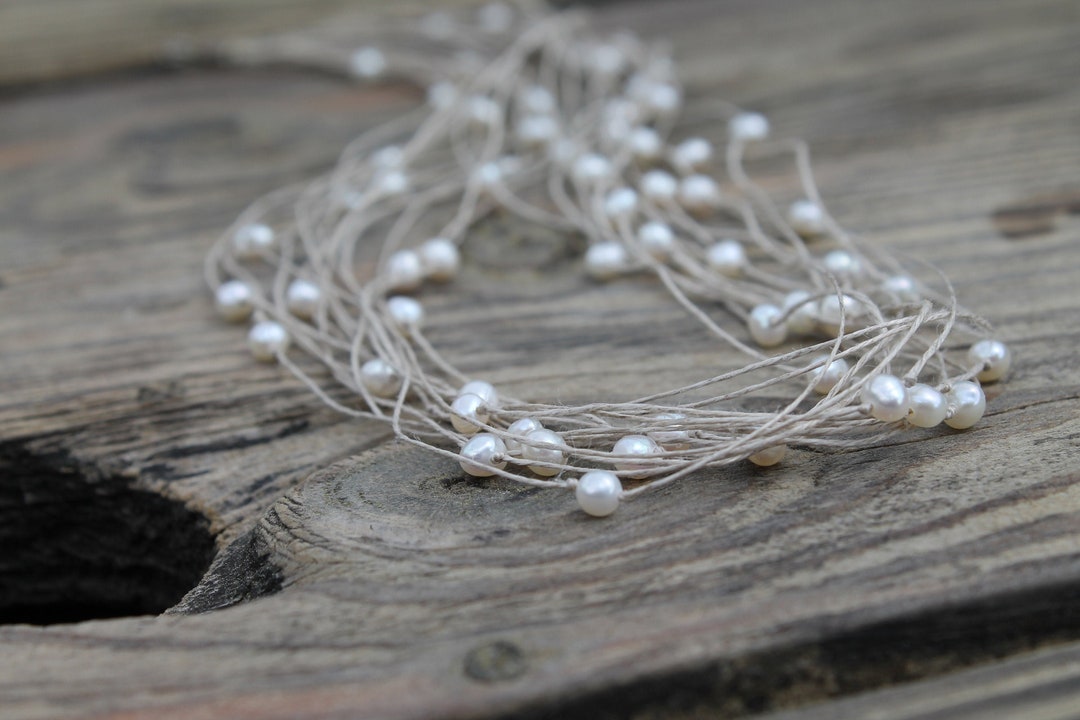 Bridal Pearl Necklace / Eco Friendly Bride / Rustic Wedding Jewelry ...