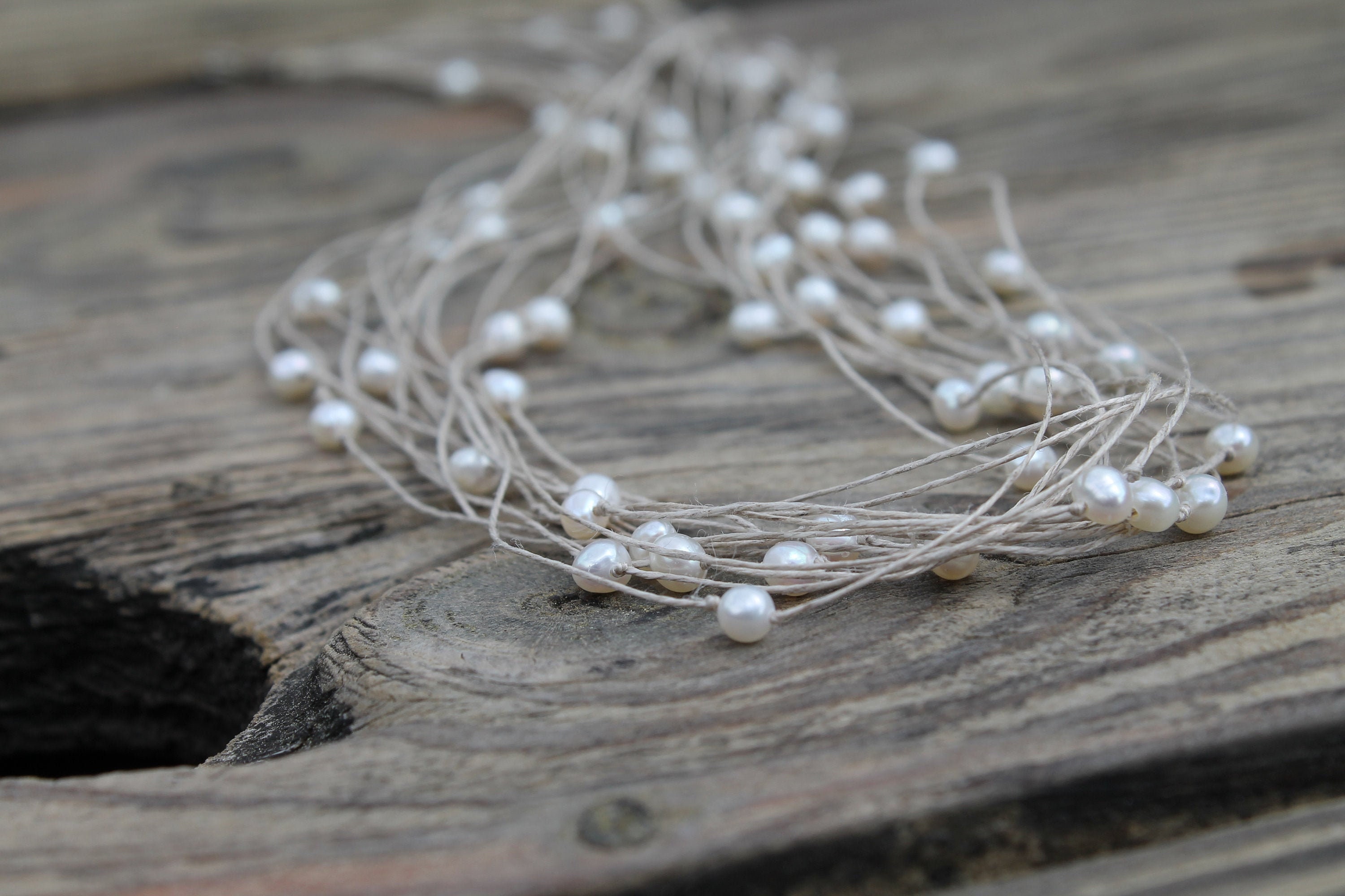 Bridal Pearl Necklace / Eco Friendly Bride / Rustic Wedding | Etsy