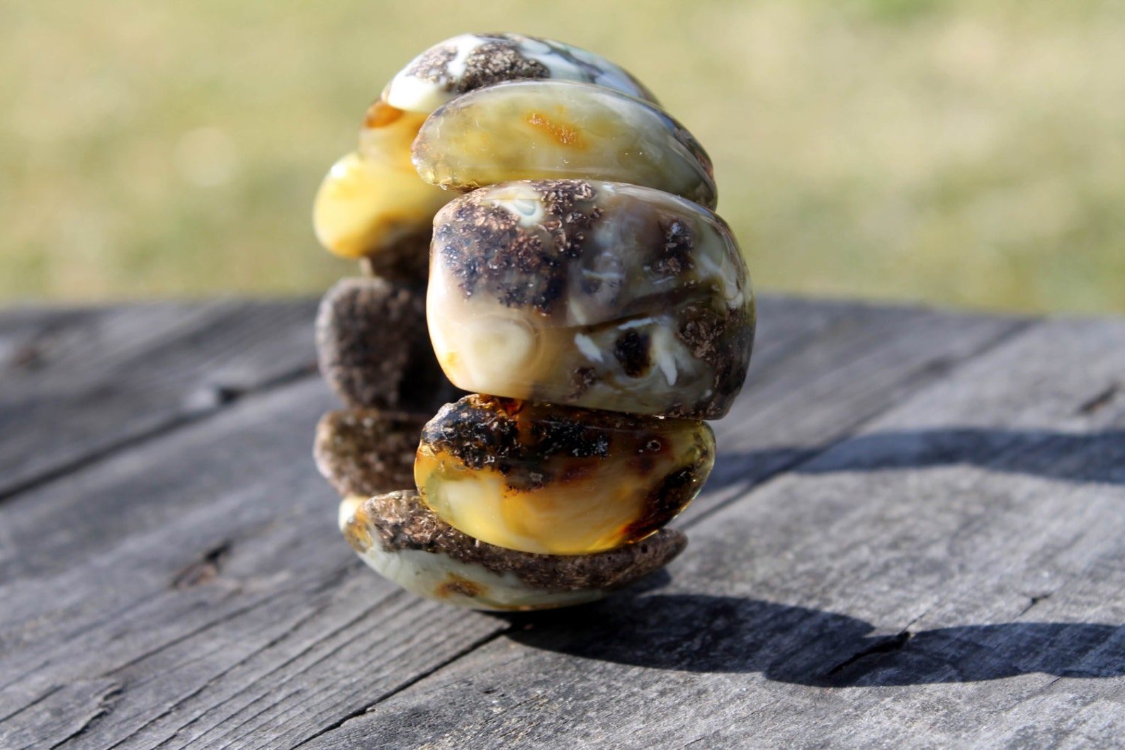 Yellow Baltic Amber Bracelet Fossil Jewelry Stretch Classic Large ...