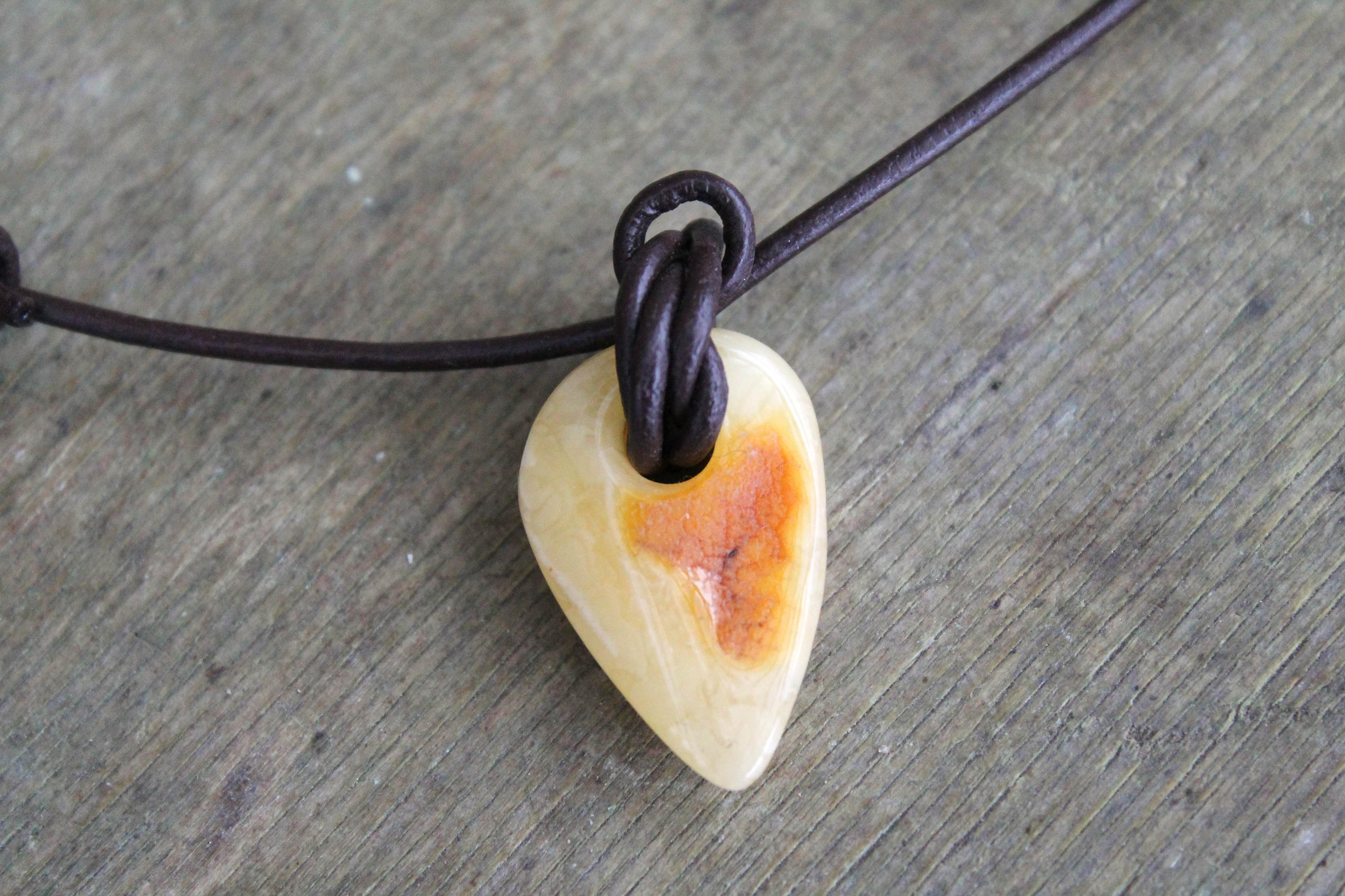 Yellow Baltic Amber Leather Men Necklace Charm Arrowhead Amber Pendant ...