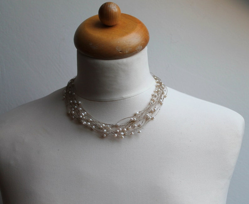 Bridal Pearl Necklace / Eco Friendly Bride / Rustic Wedding - Etsy