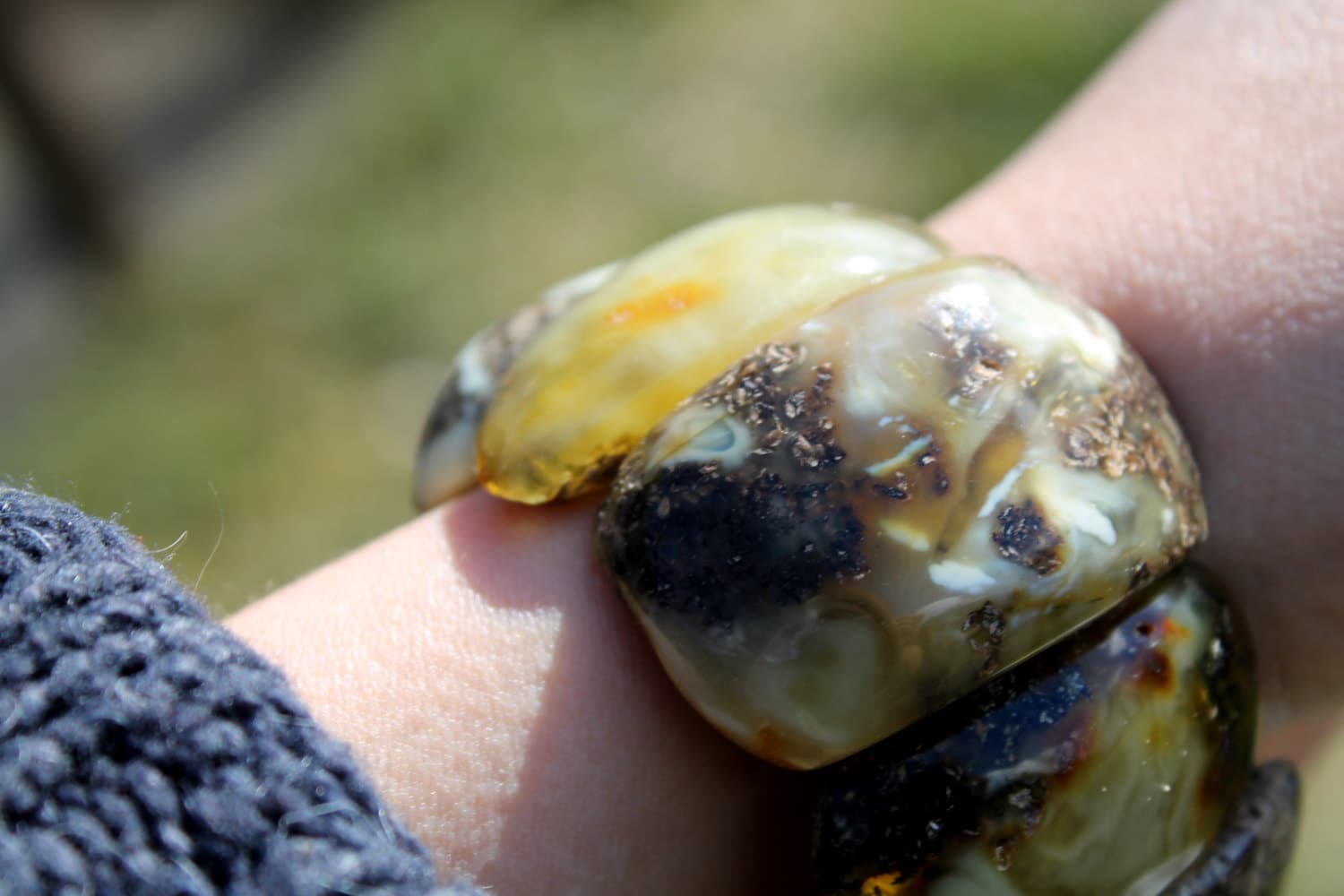 Yellow Baltic Amber Bracelet Fossil Jewelry Stretch Classic Large ...