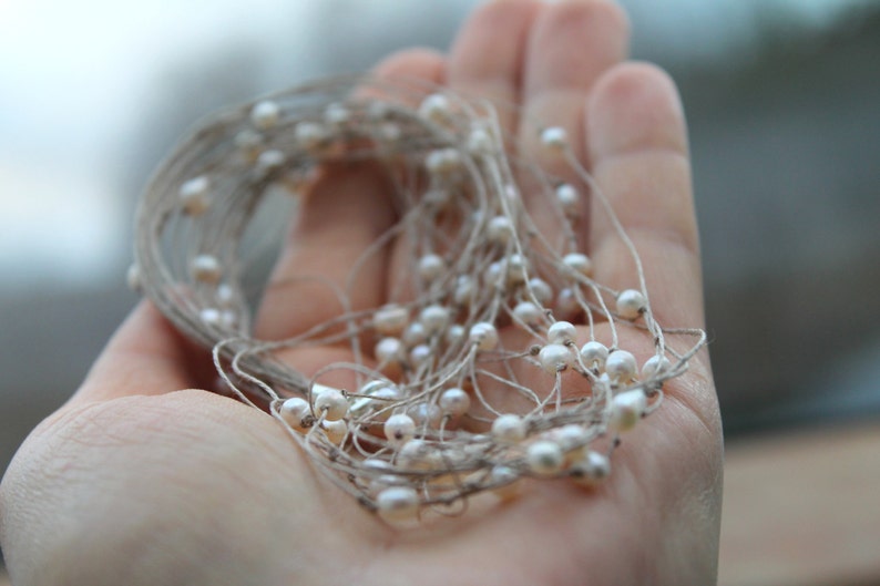 Bridal Pearl Necklace / Eco Friendly Bride / Rustic Wedding - Etsy