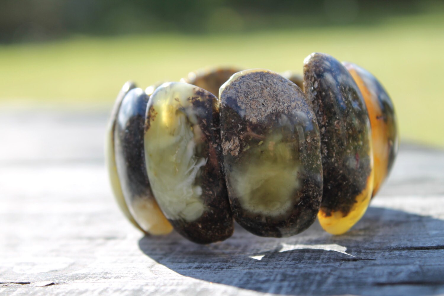 Yellow Baltic Amber Bracelet Fossil Jewelry Stretch Classic Large ...