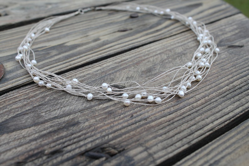 Bridal Pearl Necklace / Eco Friendly Bride / Rustic Wedding - Etsy