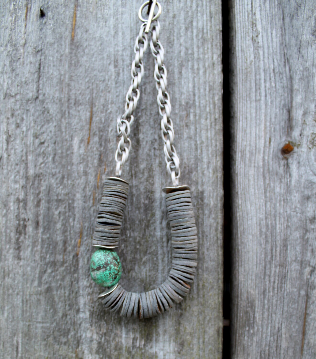 Huge Turquoise Necklace Asymmetrical Statement Teal Shell Geometric ...