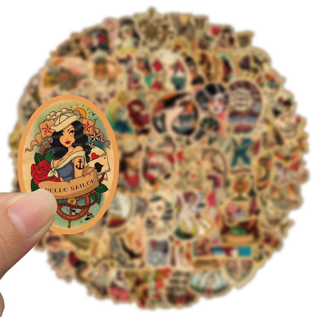 Ink Legends – 100PCS Retro Tattoo-style Stickers | Vintage Old School ...