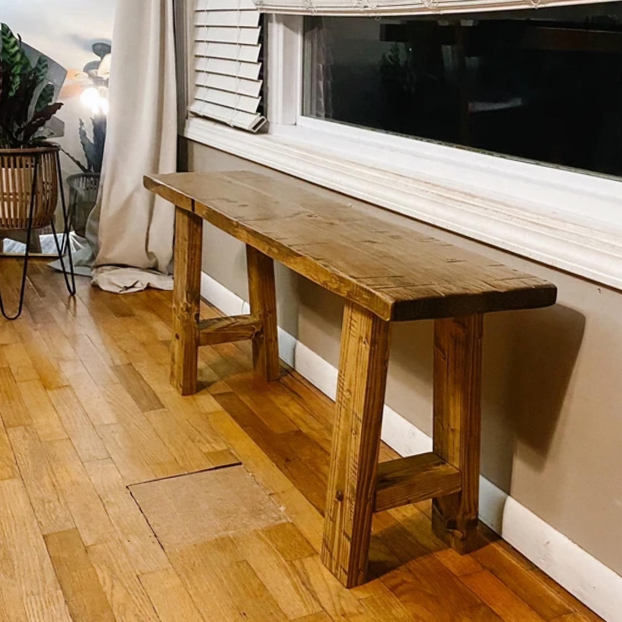 Solid Wood Rustic Entryway Bench End of Bed Bench Window Bench Plant ...