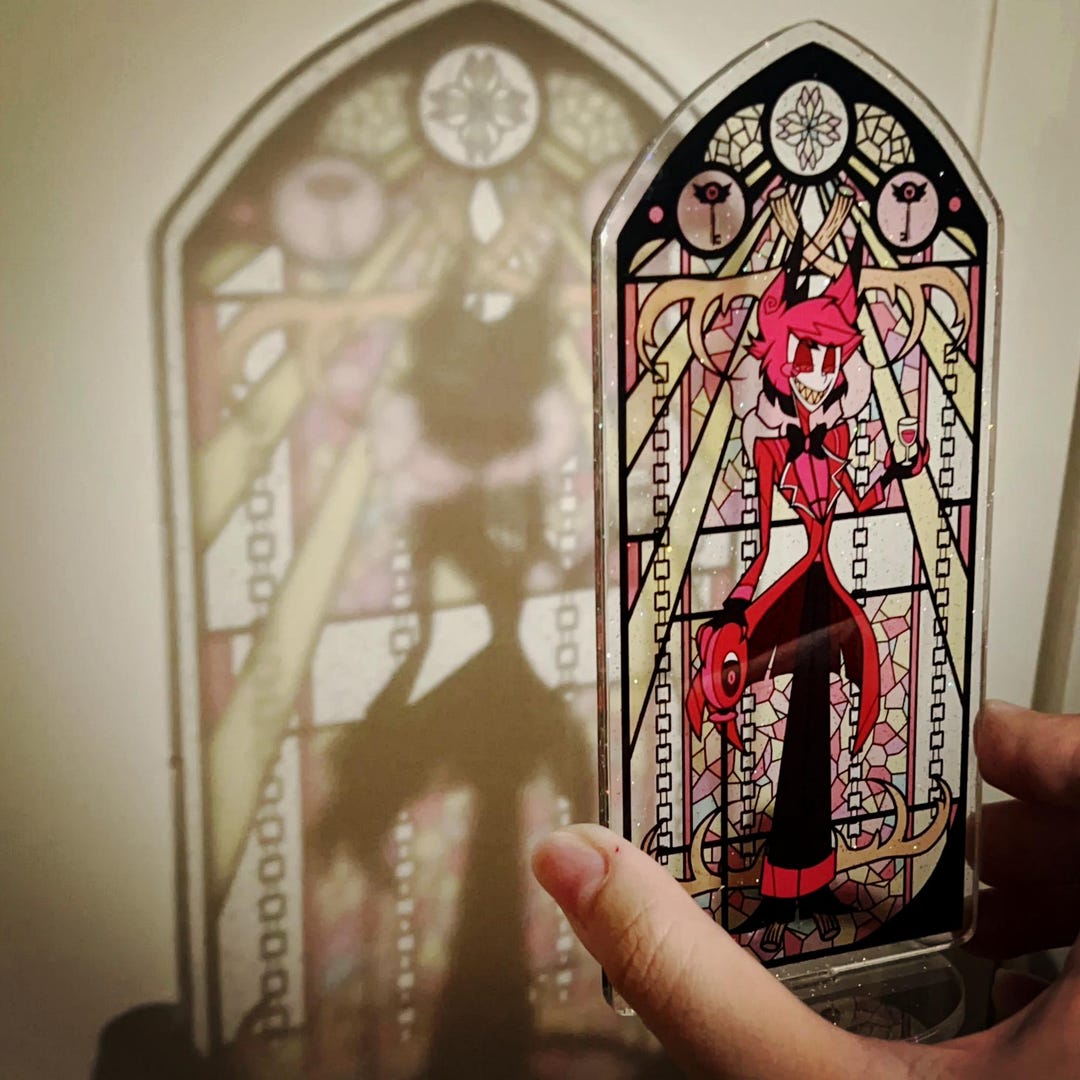 Alastor Stained Glass Style Glitter Acrylic Standee - Hazbin Hotel ...