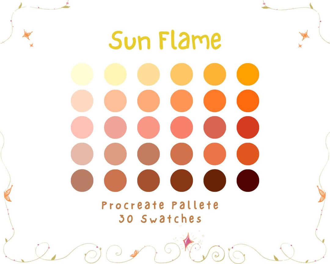 Sun Flame Color Palette Procreate Bundle for Artists Color Swatches ...