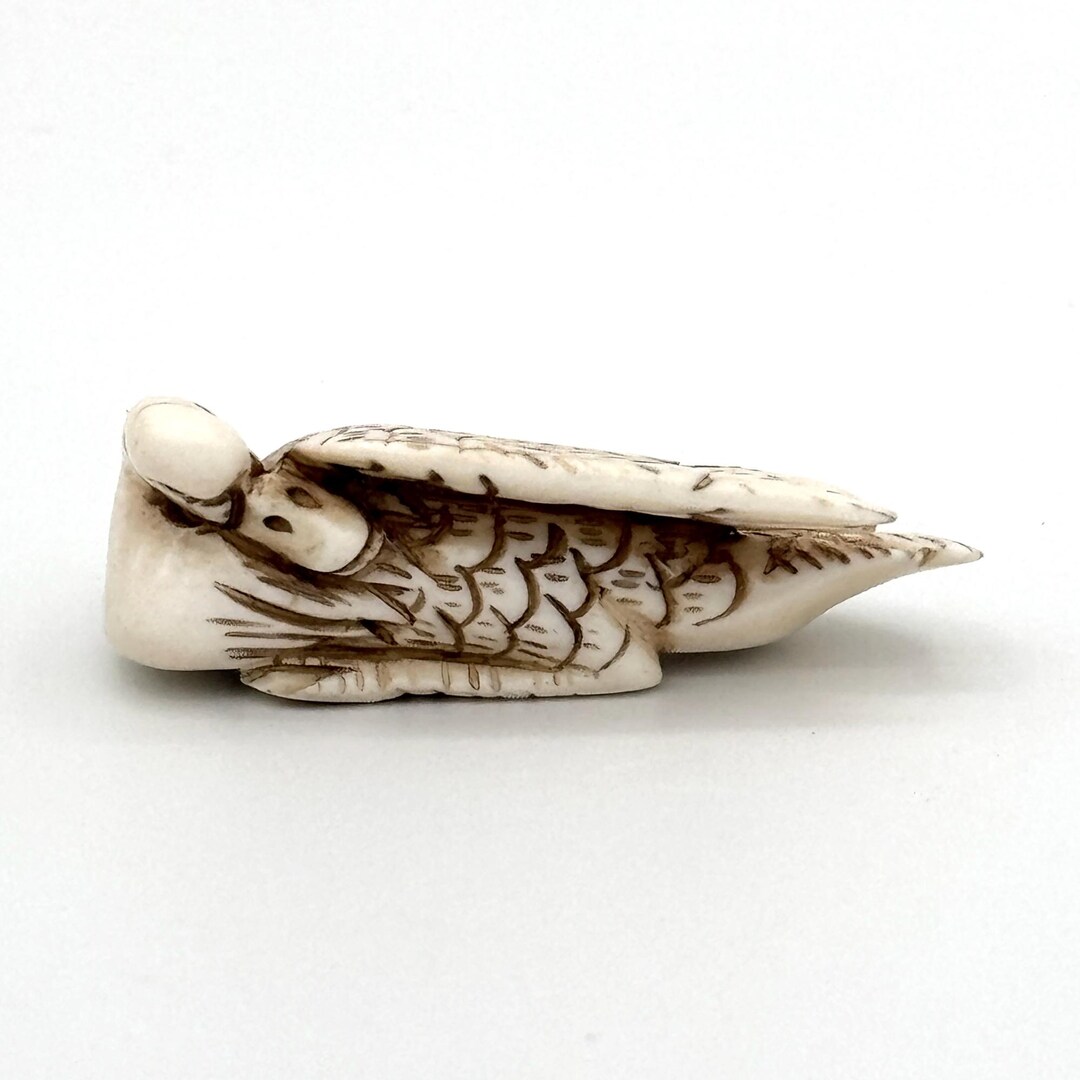 Signed Japanese Netsuke: Shy Duck Sculpture - Etsy